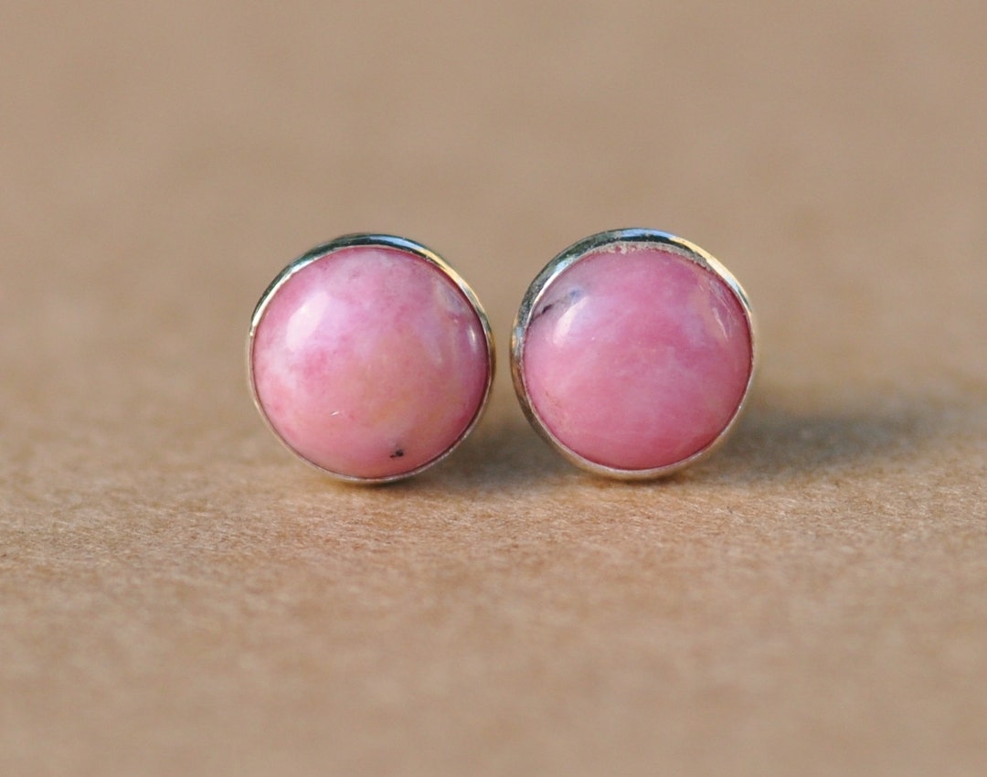 Rhodonite Earrings, Sterling Silver Rhodonite Earring Jewellery Studs ...