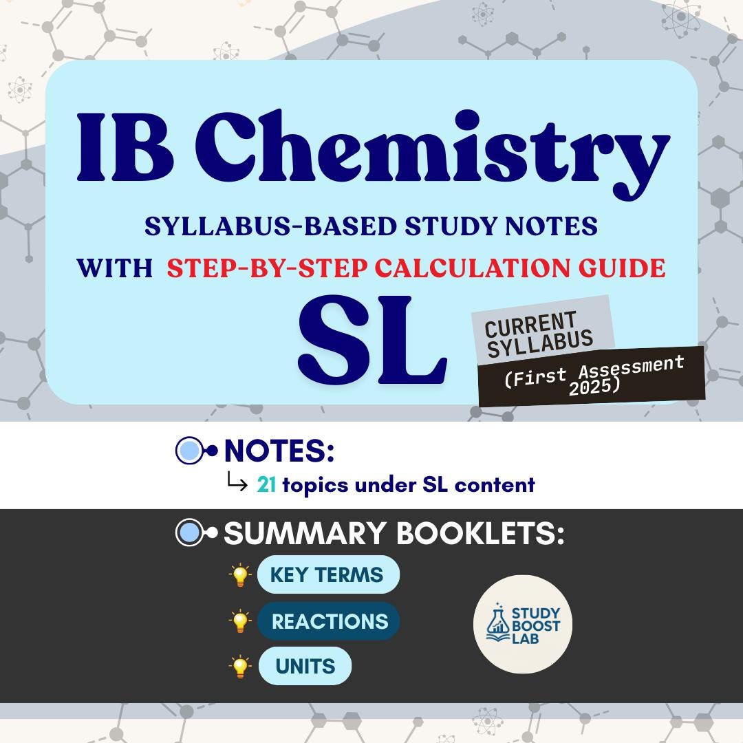 IB Chemistry SL Notes + Step-by-step Calculations Guide (by a 43/45 ...