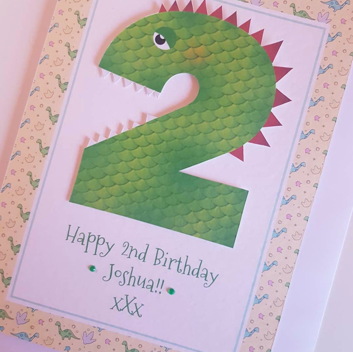 Dino 3D Number 2 Birthday Card - Etsy