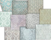 Items similar to Green gray blue Vintage Digital Papers 12x12 damask ...