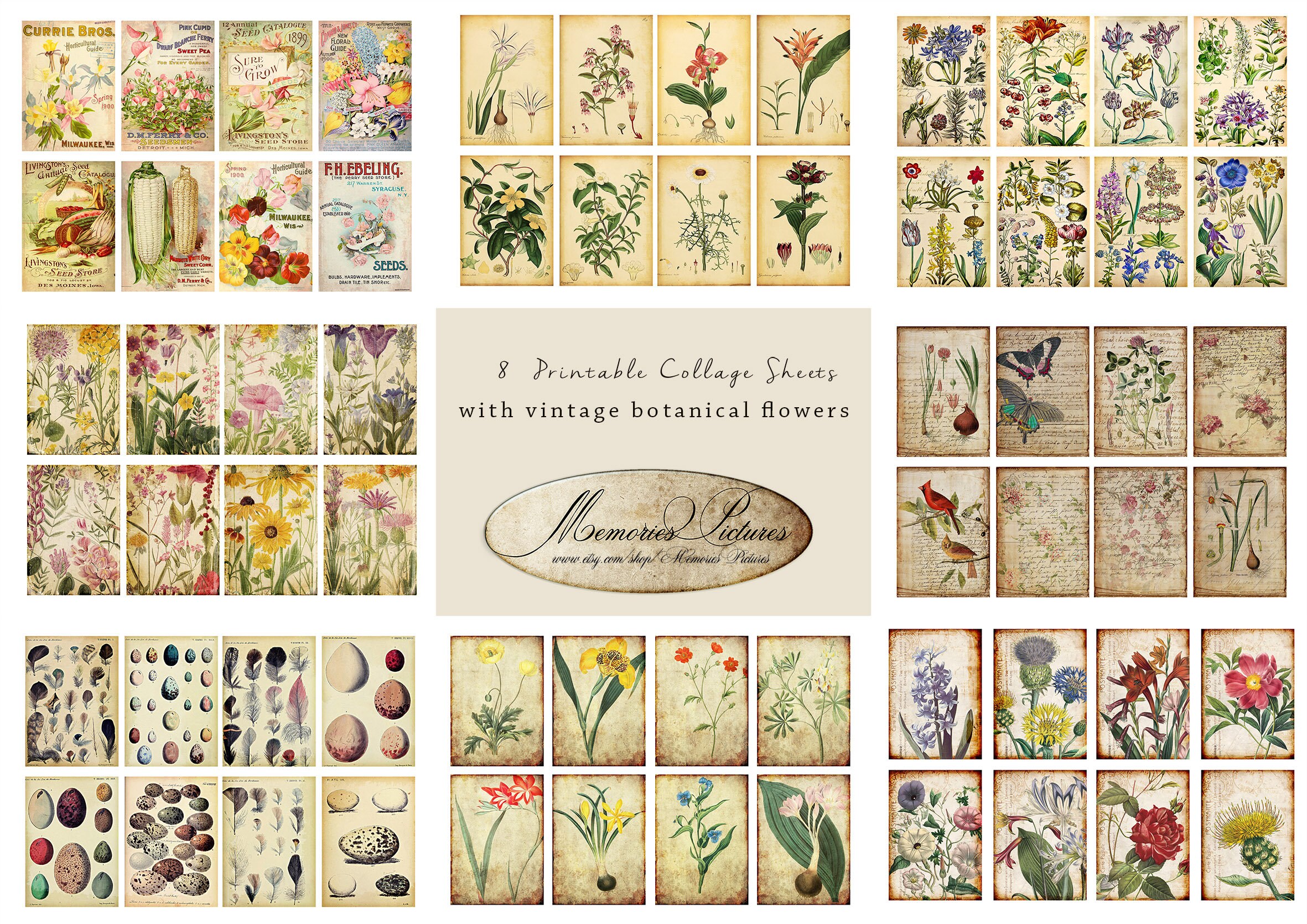 Digital Papers Bundle Huge Paper Pack 64 Tags Vintage - Etsy