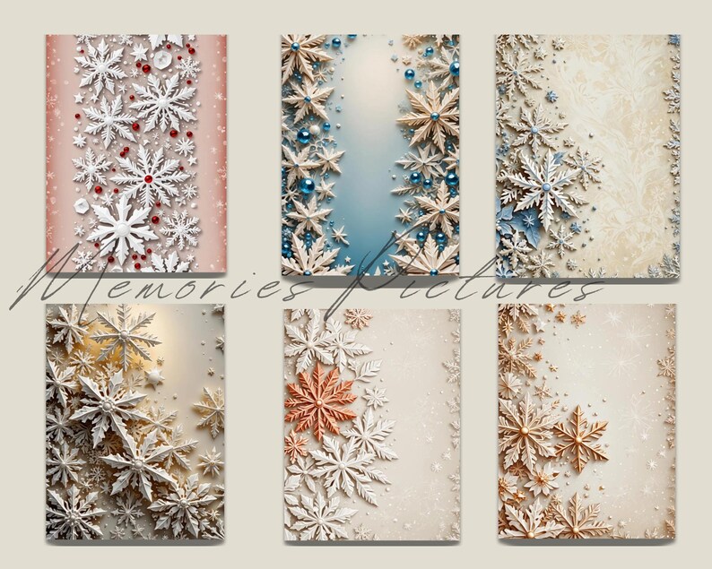 Christmas Frames Snowflakes Digital Printable Papers Vintage ...