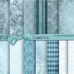 Damask Papers Light Blue Digital 12 X 12 Sheets Decoupage Texture ...