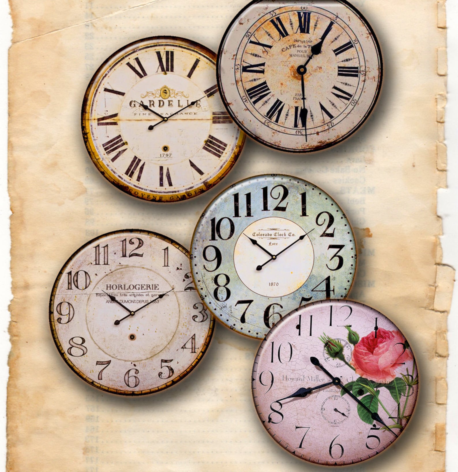 Clocks Old Vintage Retro Antique Shabby Chic Style Digital - Etsy