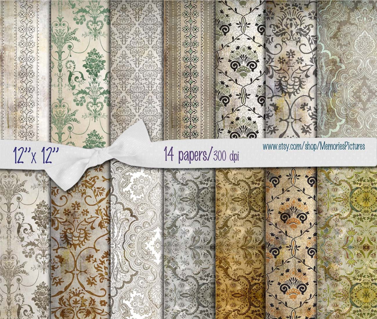DIGITAL PAPERS Digital Collage Sheet Set of 14 Wallpapers Pattern ...