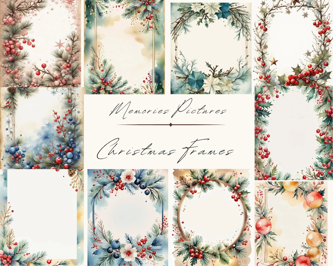 Vintage Christmas Frames: Shabby Chic Digital Paper Pack (digital ...