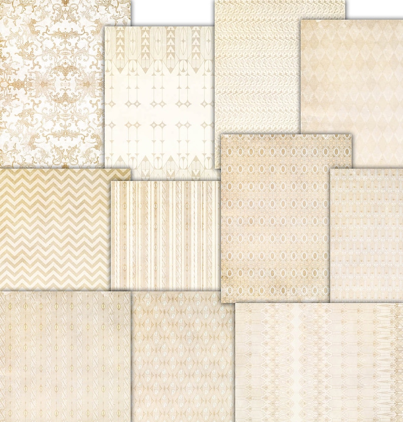 Digital Art Deco, White Beige,digital Scrapbooking Papers Pack 8.5 X11 ...