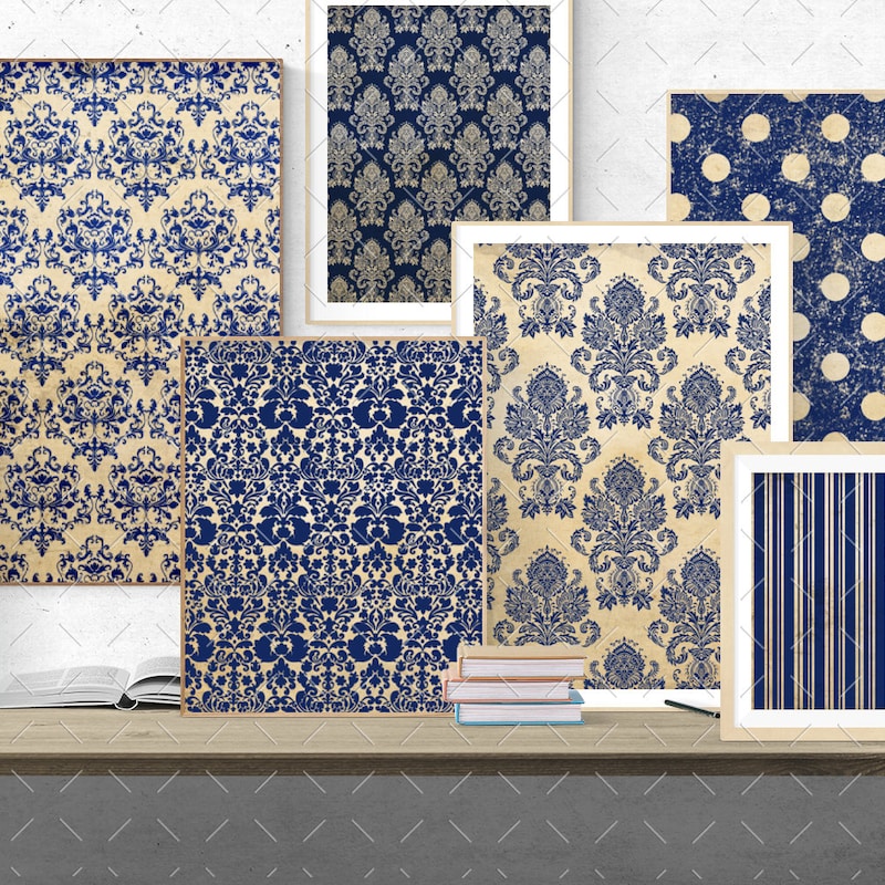 Damask Digital Papers - Etsy
