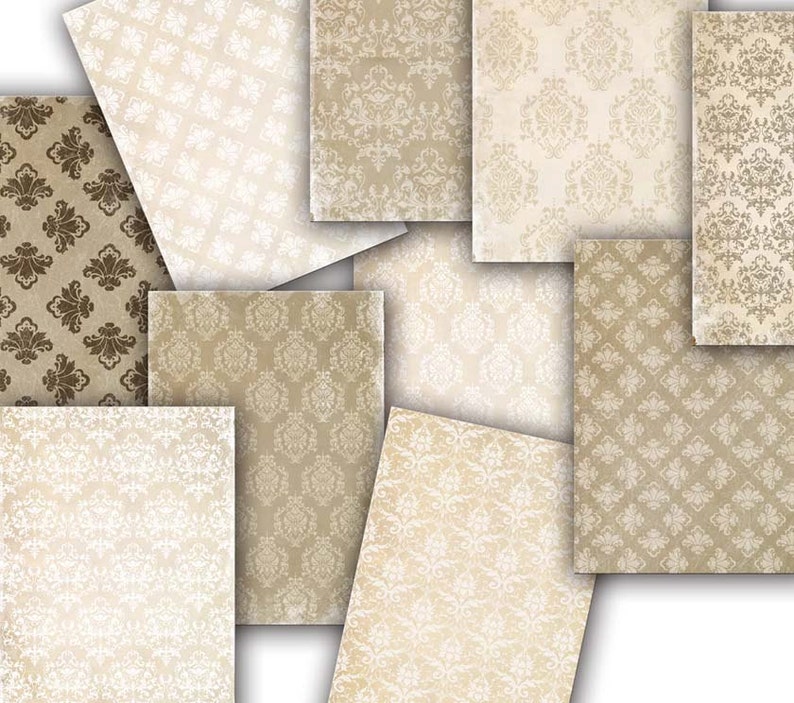 INSTANT DOWNLOAD. Printable Beige Damask Background Papres | Etsy