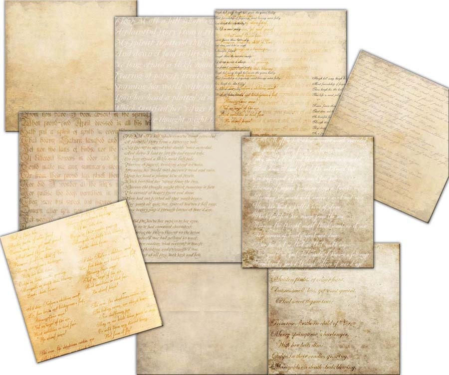 Vintage Letters Background / Shakespeare Poems 12x12 Inch Paper Pack ...