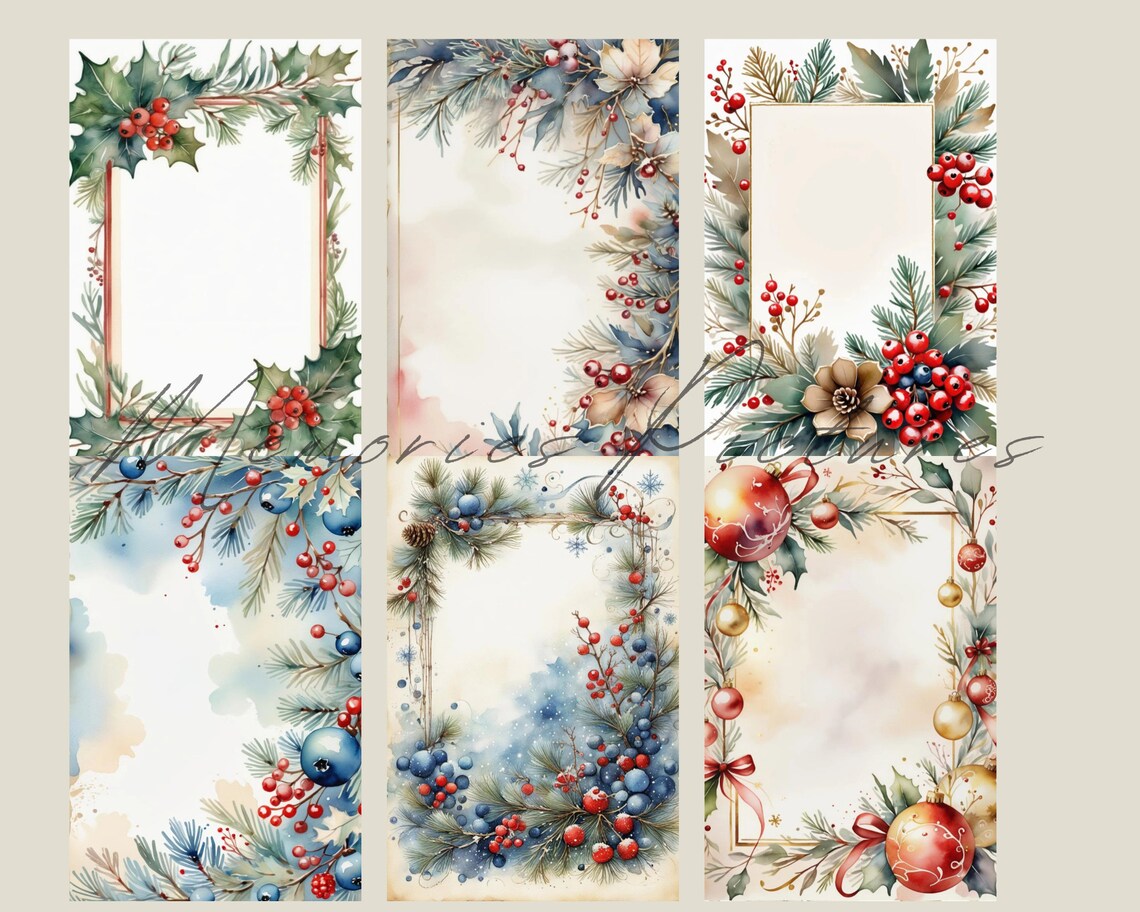 Vintage Christmas Frames: Shabby Chic Digital Paper Pack (digital ...