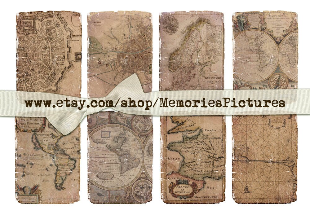 World Map Vintage Antique 3.5 X 2.5 Gift Tags ACEO Cards | Etsy