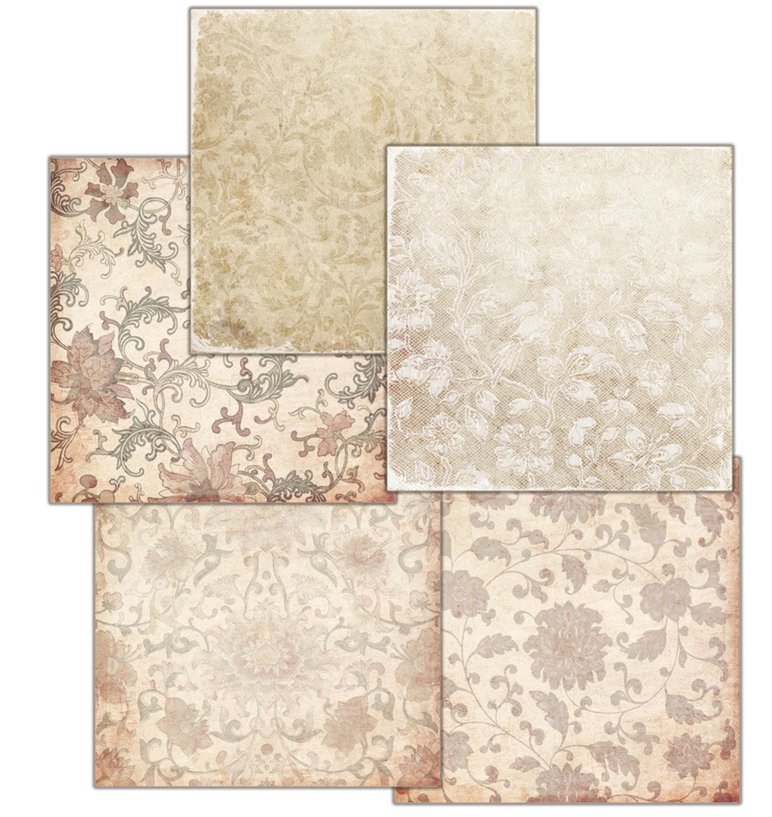 Wallpaper Decoupage, BACKGROUND Vintage Oriental Chic - Set of 5 ...