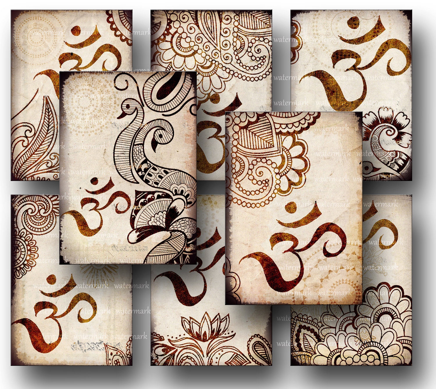 Colorful Henna Drawings On Paper