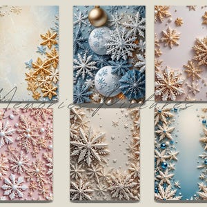 Christmas Frames Snowflakes Digital Printable Papers Vintage ...