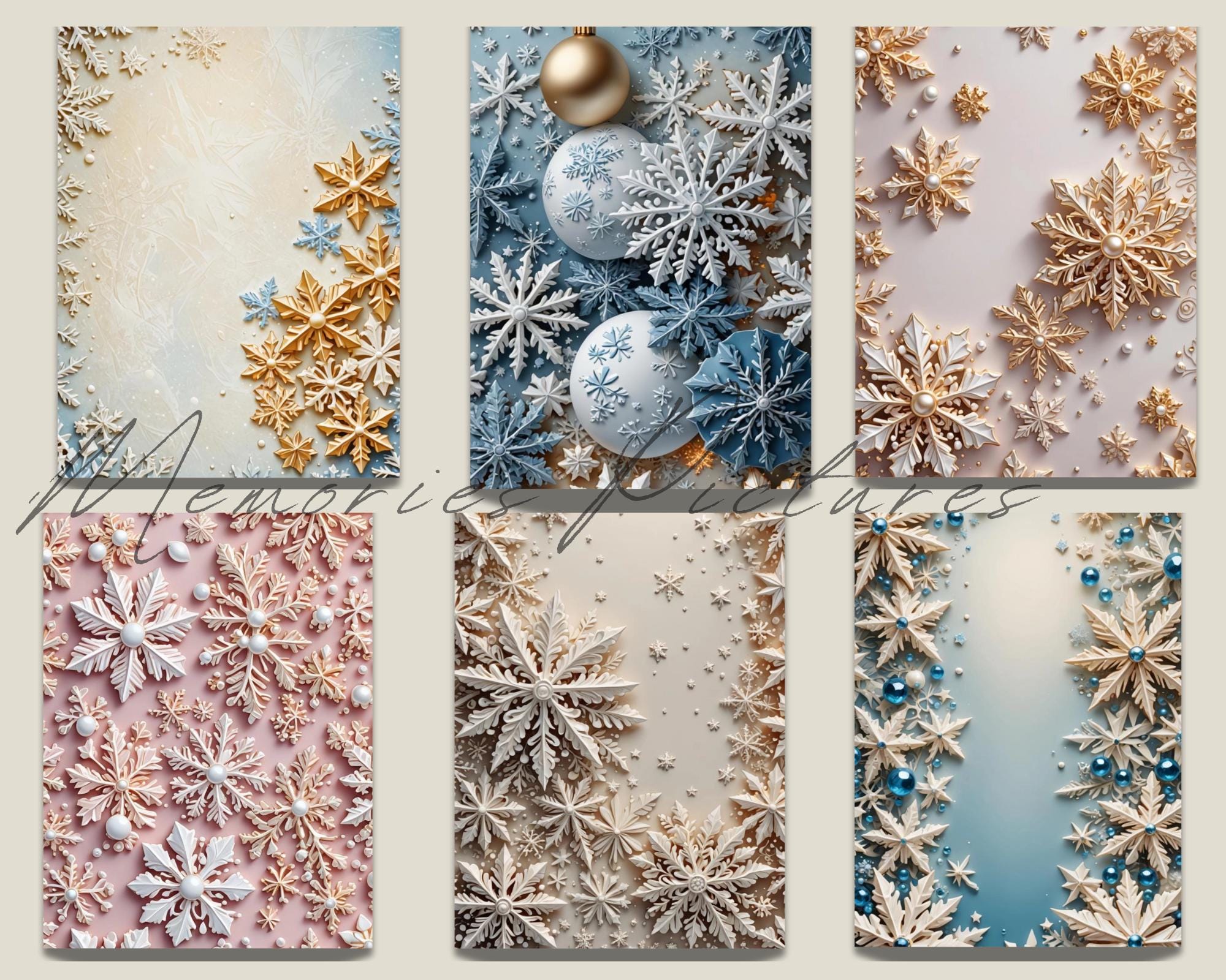 Christmas Frames Snowflakes Digital Printable Papers Vintage ...