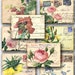 Vintage Flowers POST CARDS, Botanical Plants French Script - Gift Tags ...