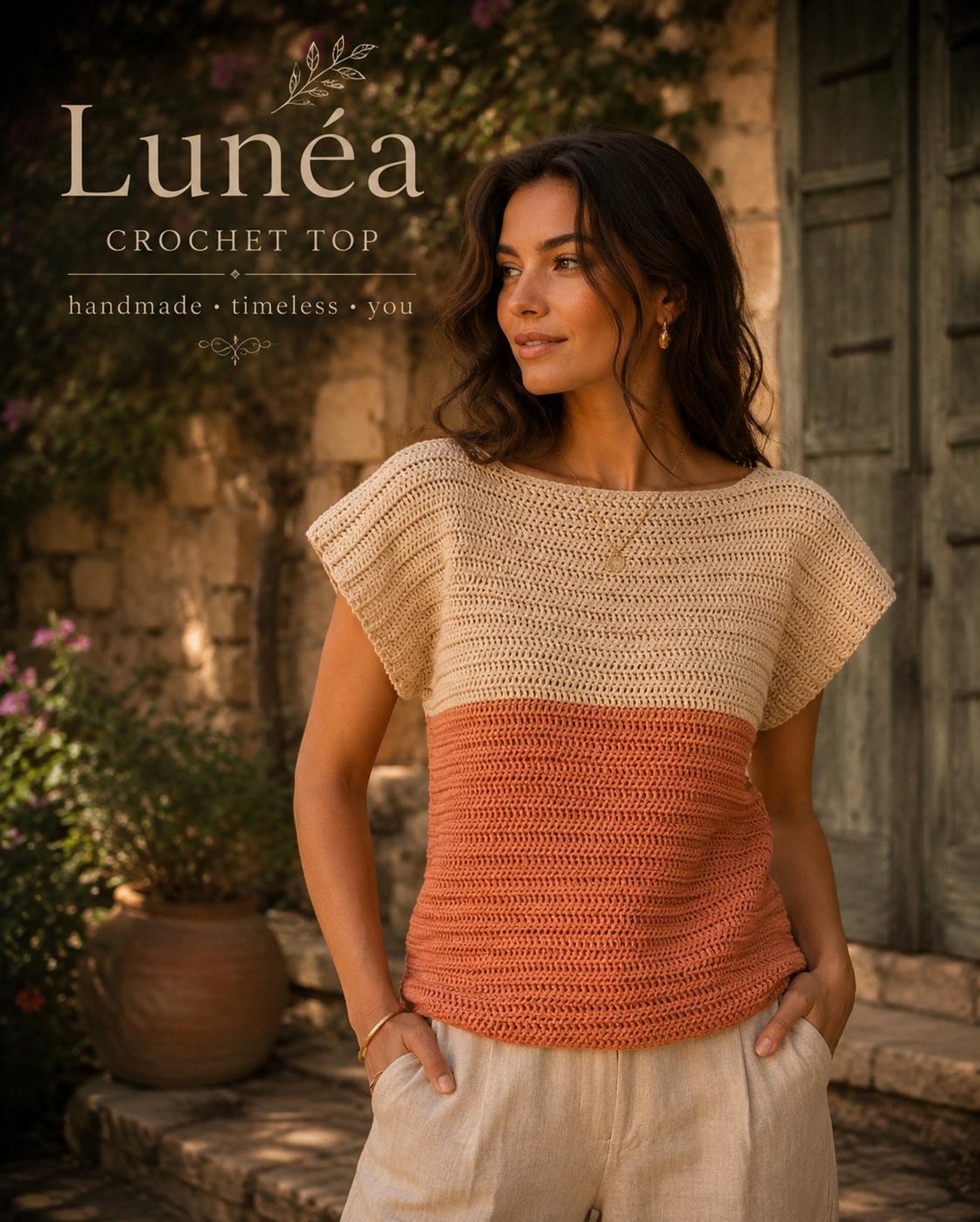 Lunéa Crochet Top Pattern, Modern Color Block Blouse Tutorial (PDF ...