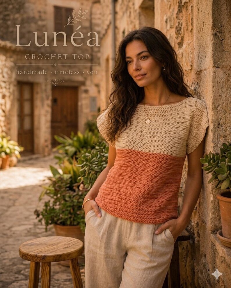 Lunéa Crochet Top Pattern, Modern Color Block Blouse Tutorial (PDF ...