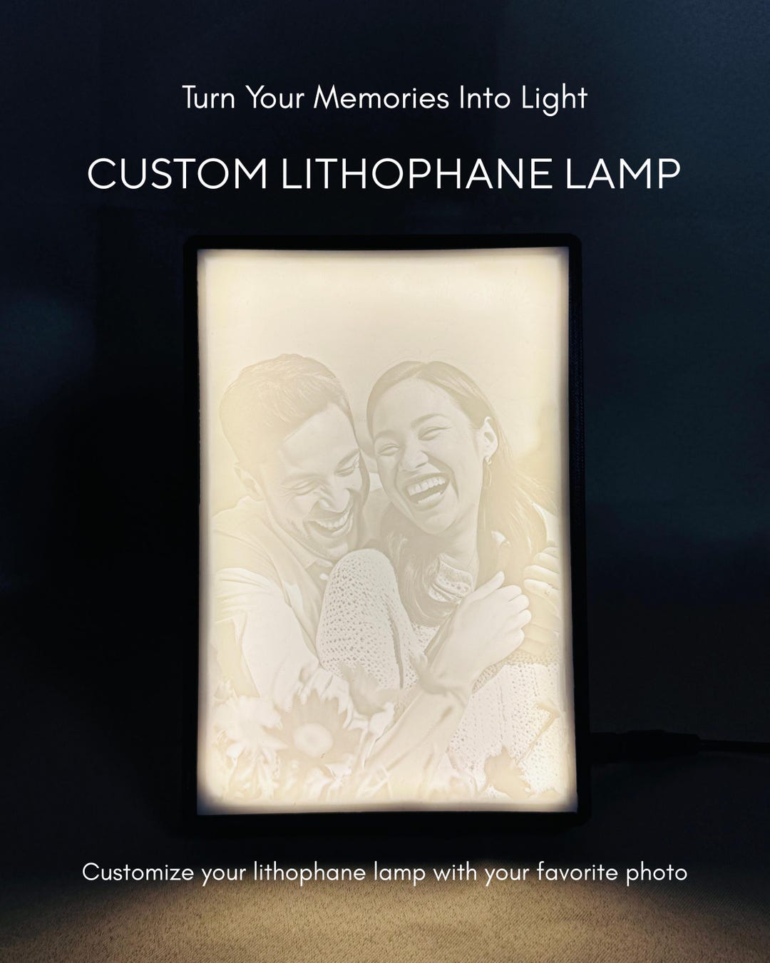 Personalized 3D Photo Lithophane Lamp | Custom Keepsake Night Light - Etsy