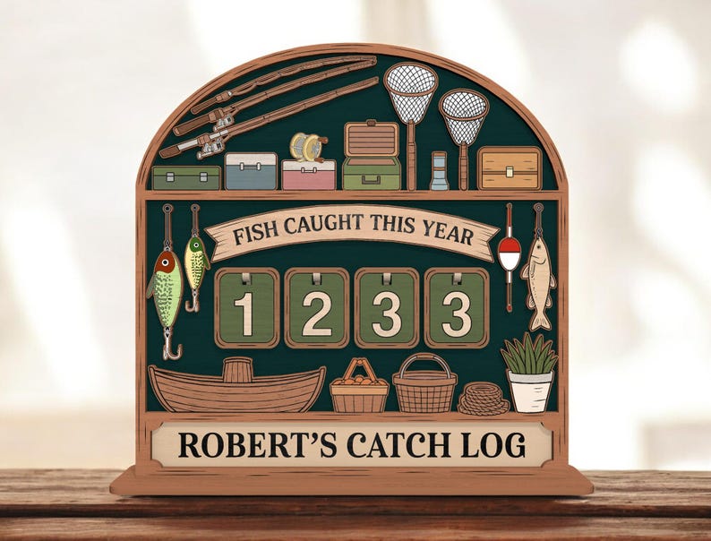 Fish Caught This Year SVG Laser Cut File, Fishing Catch Log Tracker ...