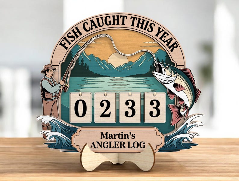 Personalized Angler Log Sign Wood Decor Digital Download , Fish Caught ...