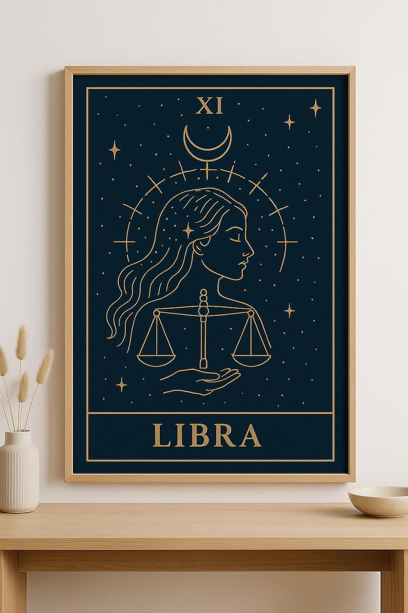 Libra Zodiac Gold Line Art | Digital Download - Etsy