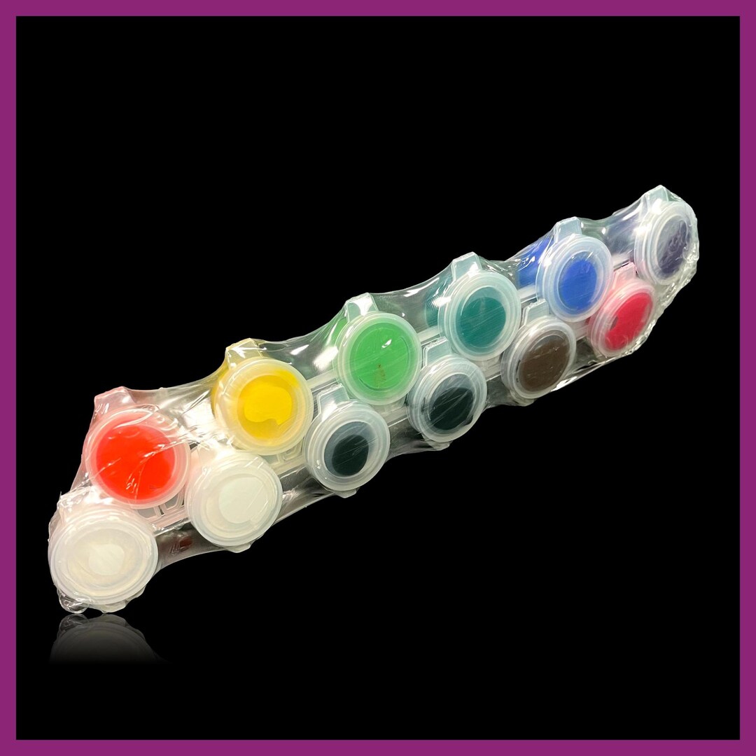 The 12 Set of 3ml Acrylic Paint Pots Mini - Thick Paint Assorted Color ...