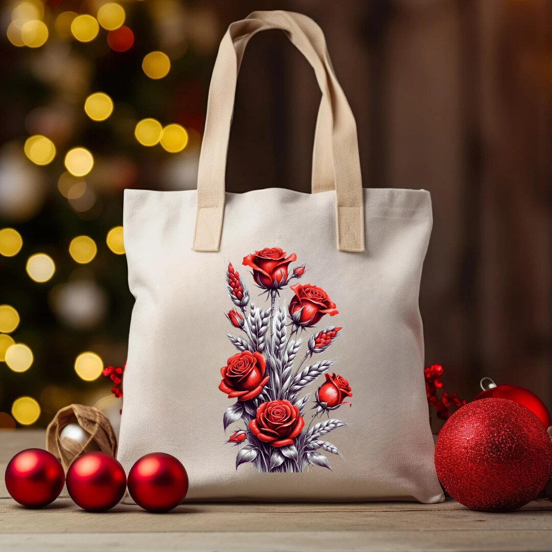Red Roses & Wheat DTF Transfer: Rustic Floral Iron-on - Etsy