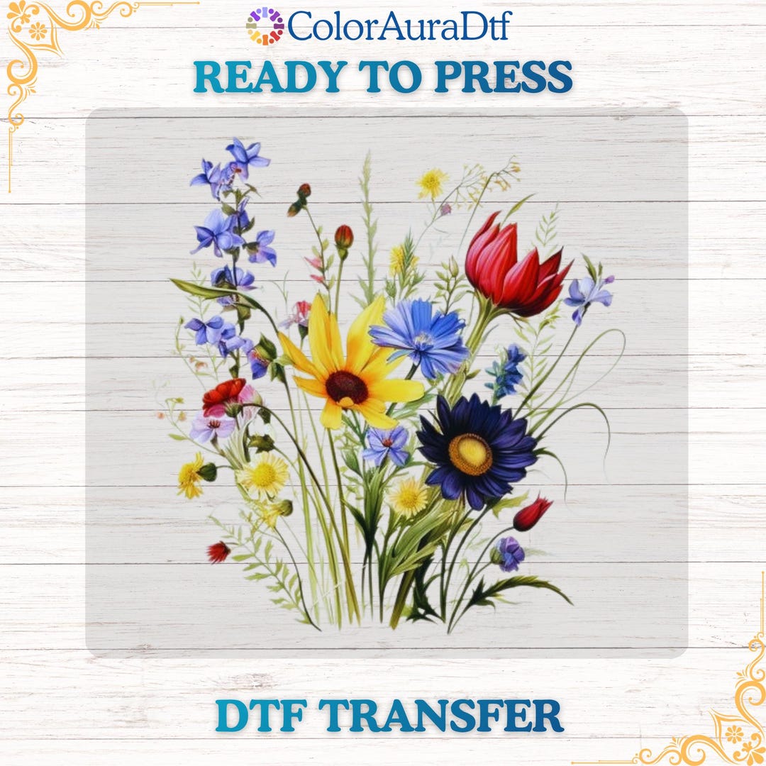Wildflower DTF Transfer, Nature Flowers Iron on Shirt, Ready to Press ...