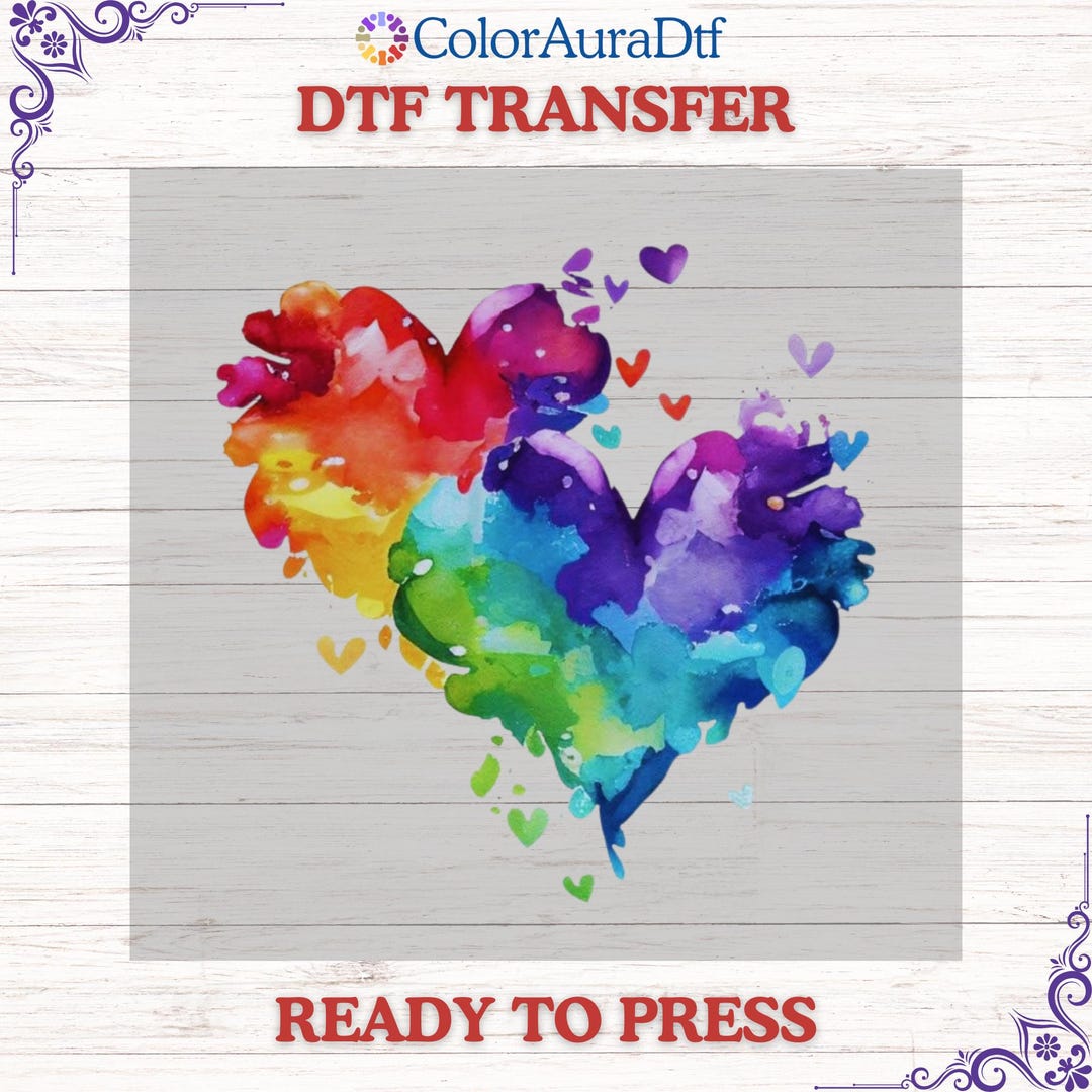 Multicolor Heart DTF • Pastel Love Ready to Press • Valentine's Day ...