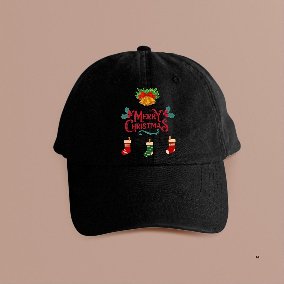 Merry Christmas Dad Cap: Bells and Stockings Holiday Hat Gift - Etsy