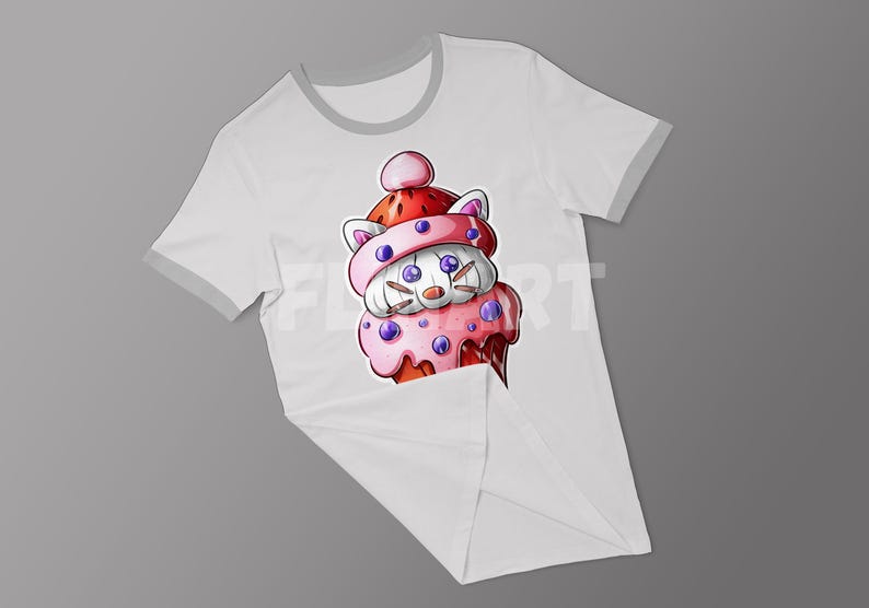 Printable Christmas Kitty Cake PNG / Kawaii Winter Cat Illustration ...