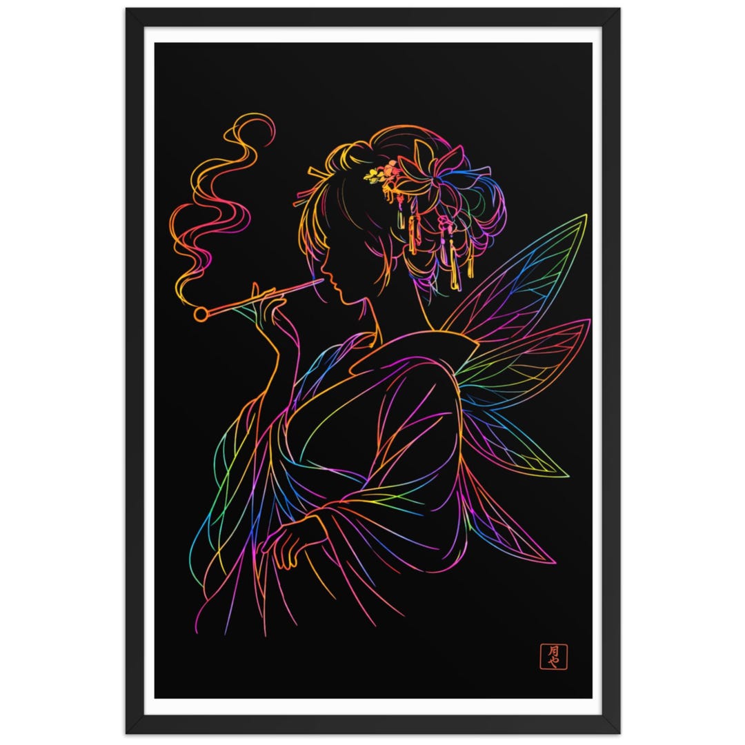 Neon Oiran Fairy Art Print - Etsy
