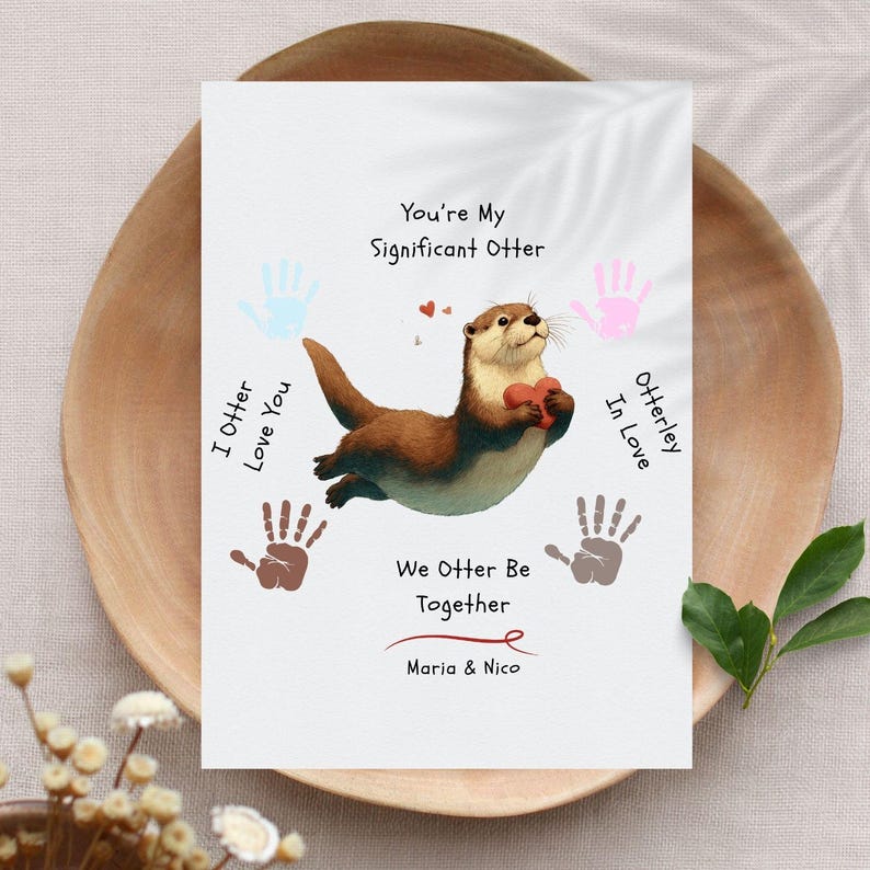 Galentines Day Otter Editable Handprint Art, Funny Couple Gift, Kids ...
