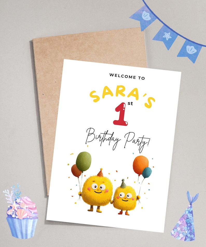 Minion Birthday Kids Invitation Card, Cartoon Theme Invite ...
