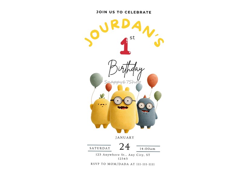 Minion Birthday Kids Invitation Card, Cartoon Theme Invite ...