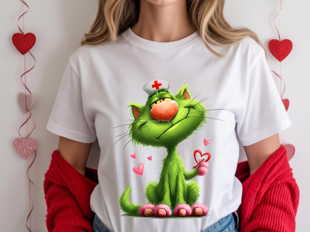 Funny Nurse PNG - Grumpy Green Cat Sublimation Design - Sarcastic ...