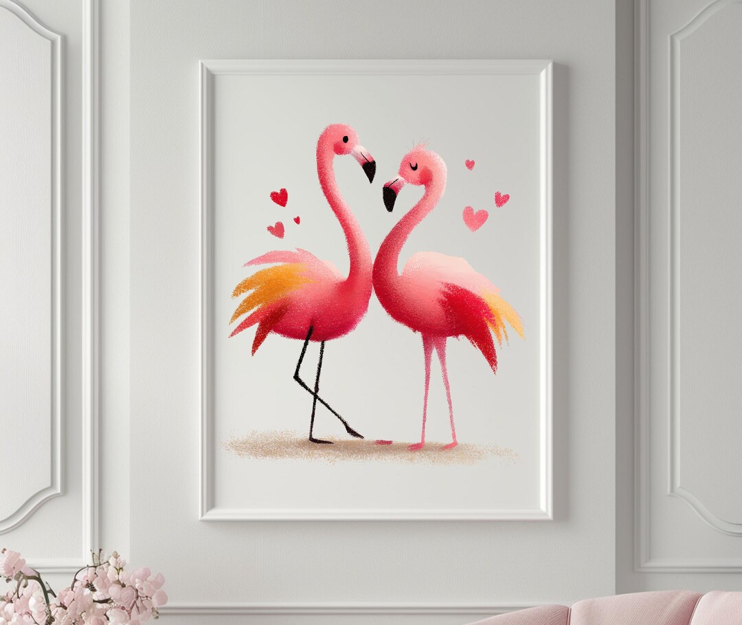 Galentines day clipart Flamingo card, Cute Flamingo Couple Clipart ...