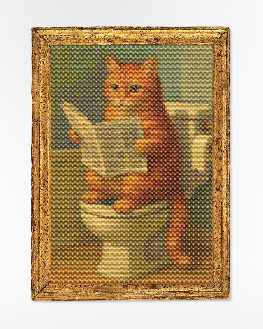 Paws for a Break – Funny Cat Bathroom Cross-stitch Pattern (PDF) (135 X ...