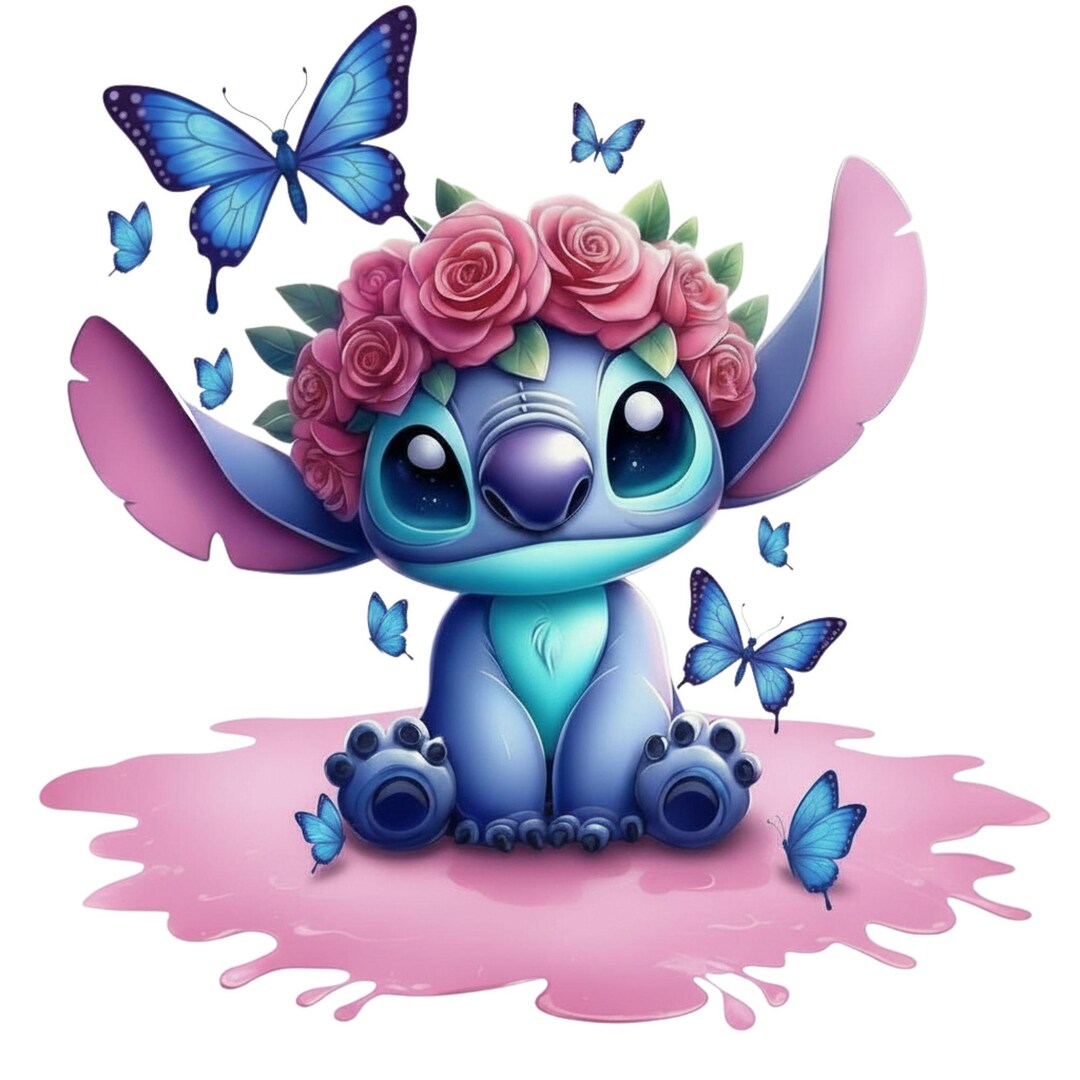 Cute Blue Alien With Flower Crown and Butterflies PNG – Kawaii Cartoon ...