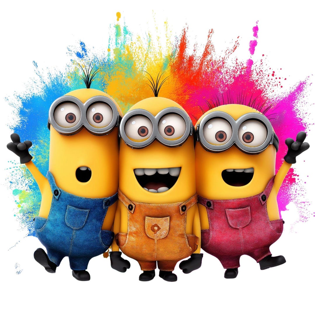 Minions Splash Art PNG / Trío de dibujos animados Clipart (Descarga ...