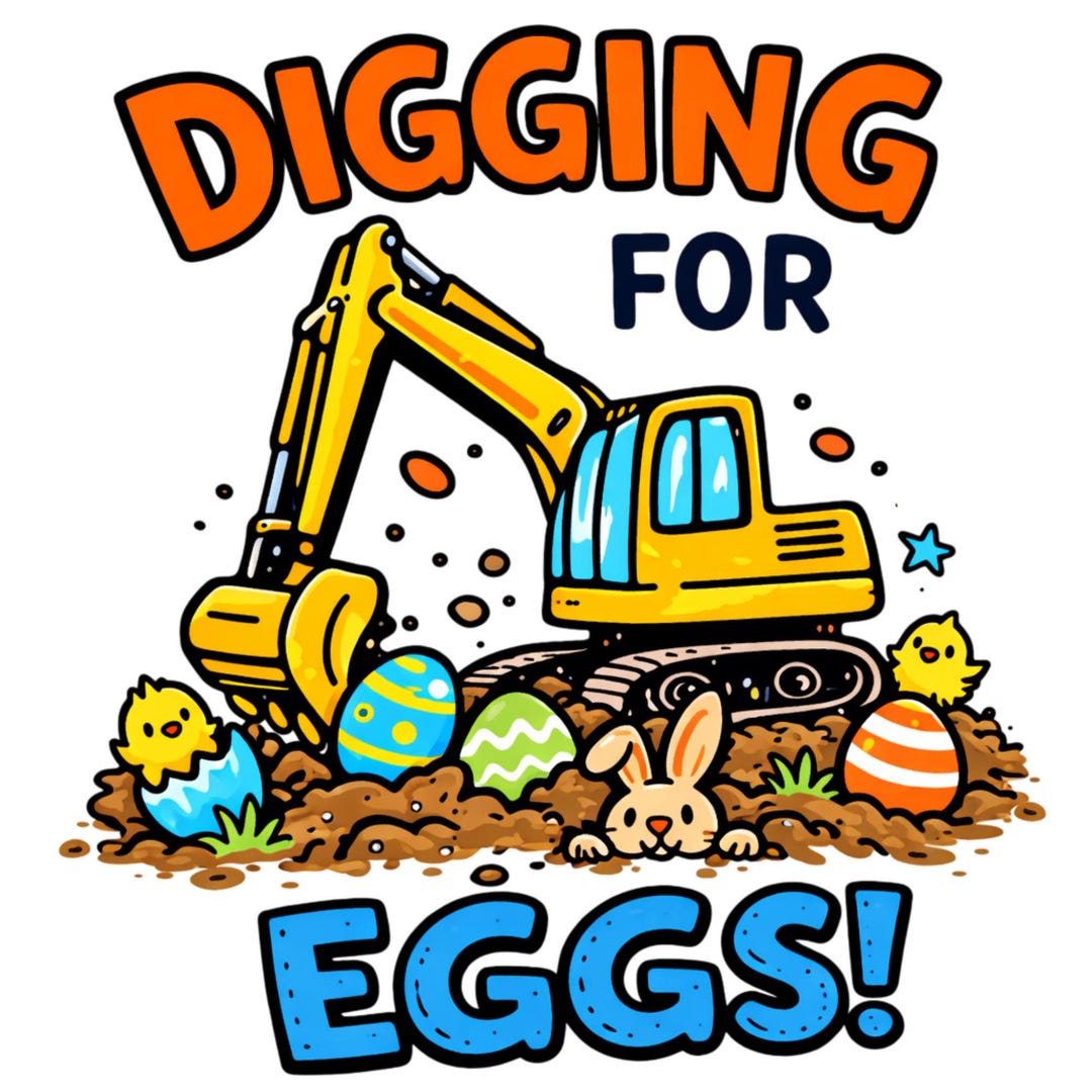Easter Excavator PNG: Bunny, Chicks, Eggs Construction Truck Graphic ...