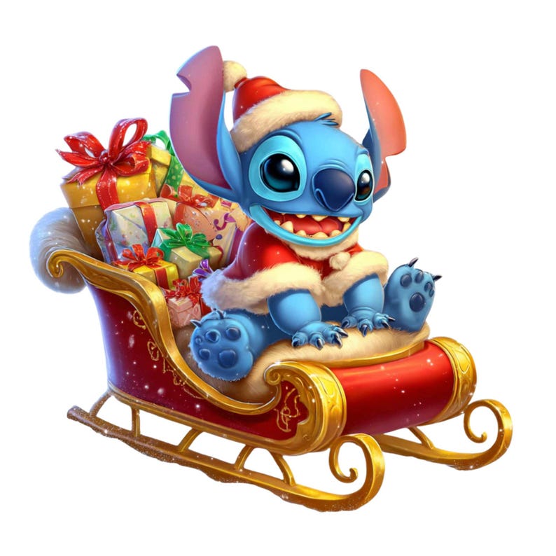 Santa Stitch Clipart, Christmas Sleigh PNG (digital Download) - Etsy