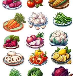 16 Vegetable Food Clipart PNG Set - Etsy