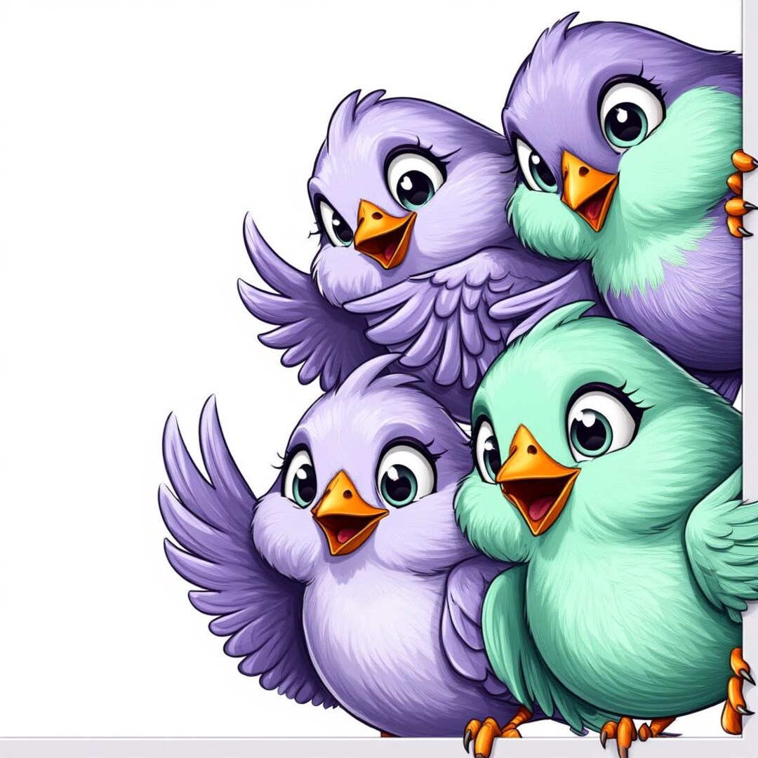 Funny Baby Birds Clipart Set – 8 PNG Files, 4600px, 300 DPI, High ...