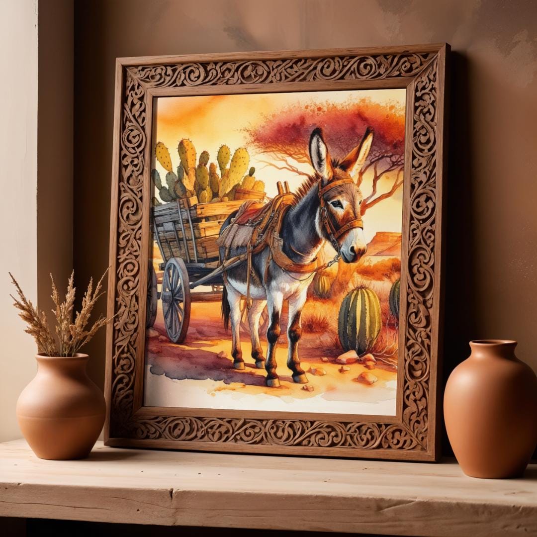 The Resilient Donkey and Its Cactus Cargo - Etsy