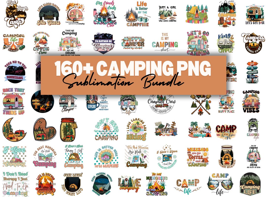 160+ Retro Camping PNG Clipart Bundle, Family Vacation Designs ...