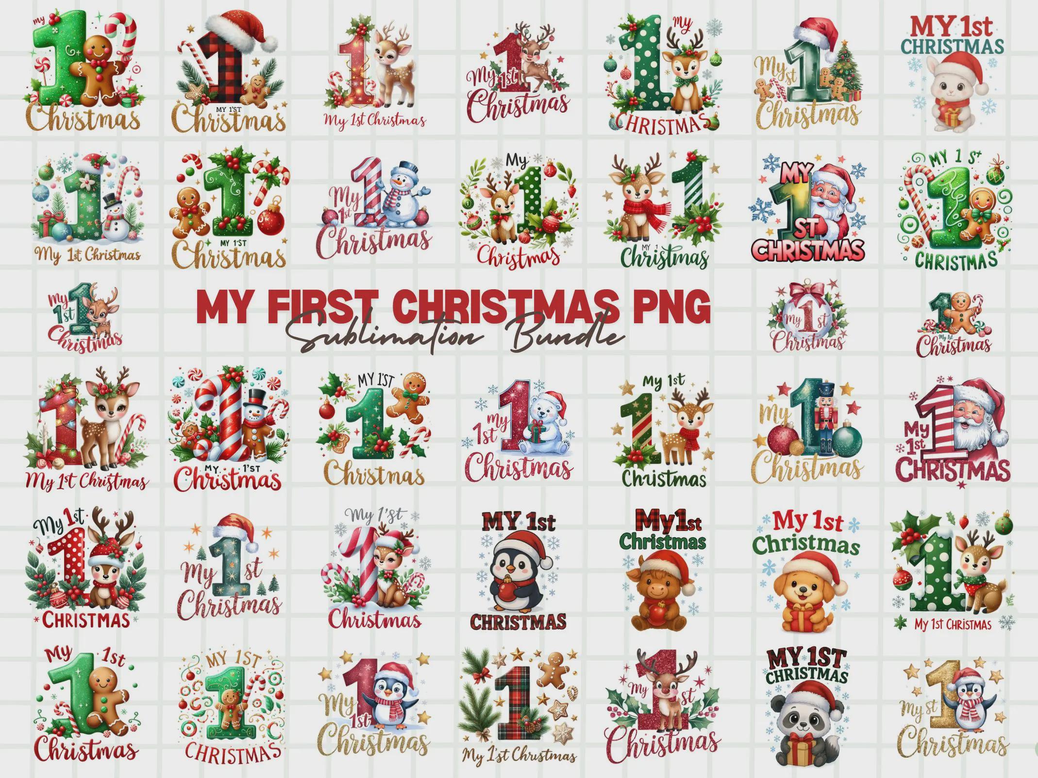 My First Christmas Clipart Bundle, Baby Xmas PNG (digital Download) - Etsy