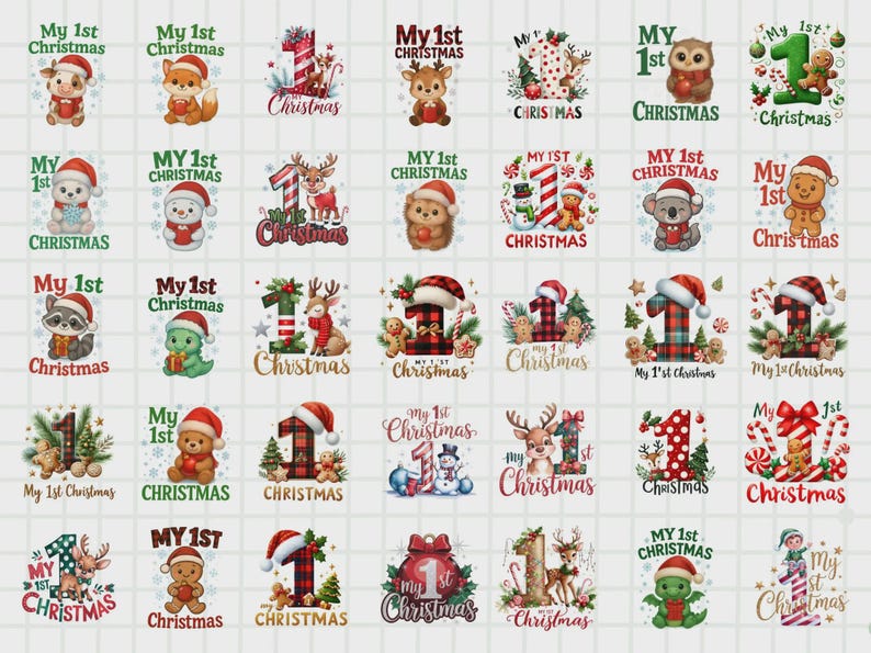 My First Christmas Clipart Bundle, Baby Xmas PNG (digital Download) - Etsy